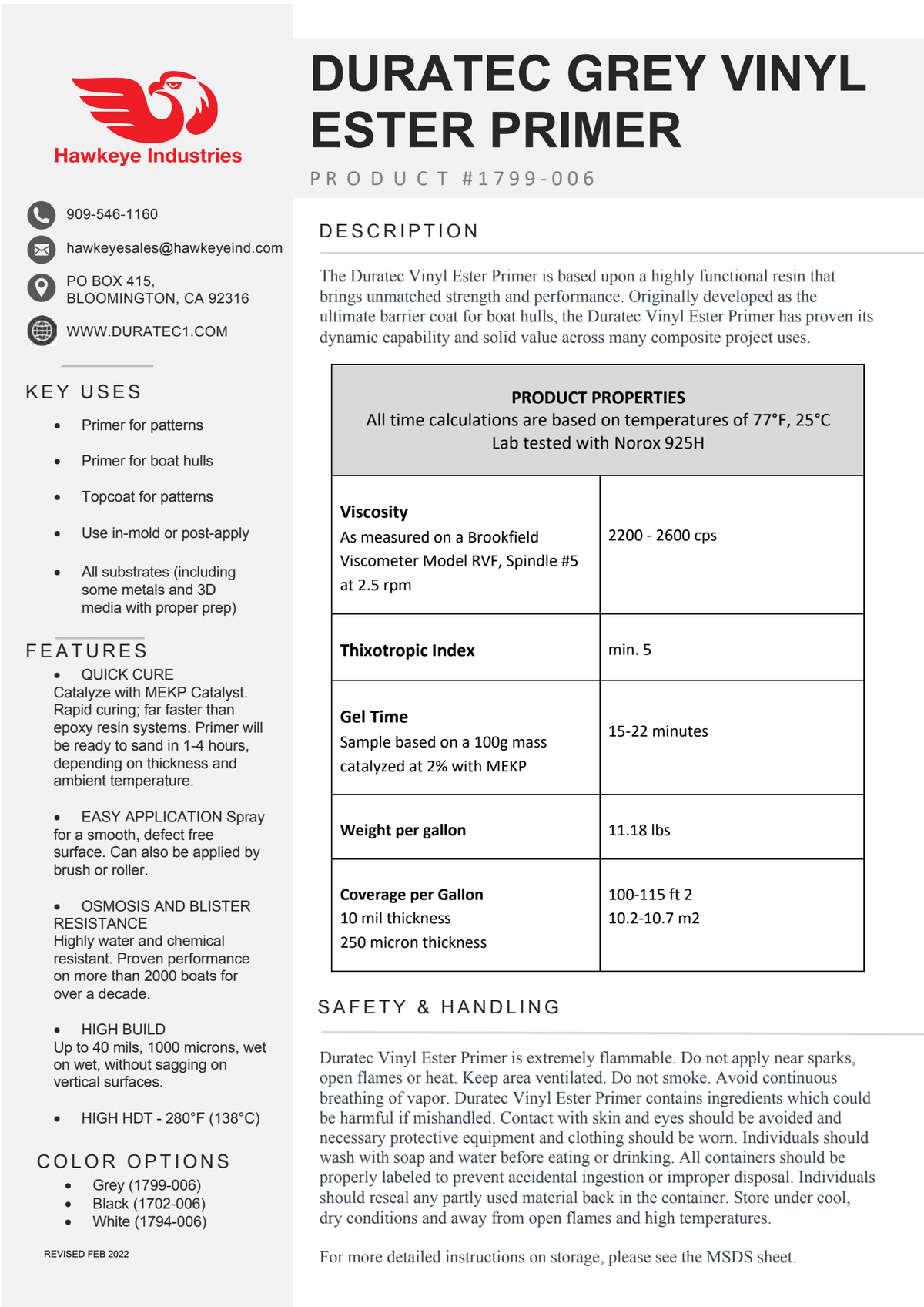 Duratec VE Gray Primer Gallon — Coast Fiber Tek